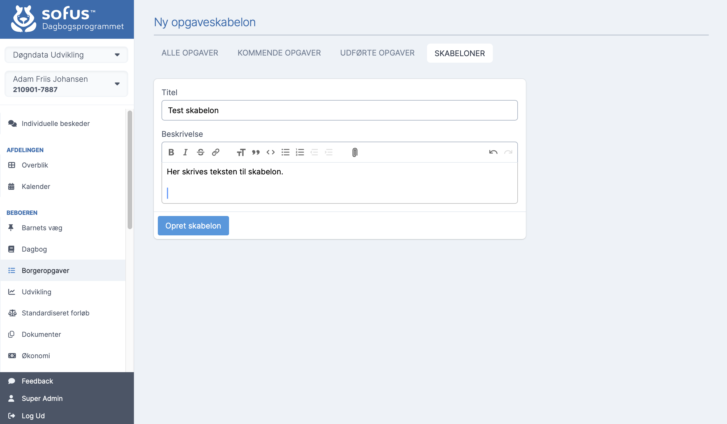 Borgeropgaver · Dagbogsprogrammet · Sofus